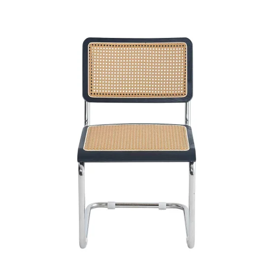 Chaise Webster droite en rotin naturel avec pieds dorés | Lúzete